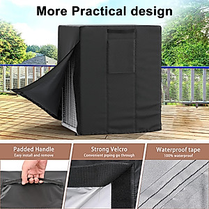 Mrrihand Central Air Conditioner Cover for Outside Units Waterproof Heavy Duty AC Unit for Outdoor Large AC Cover for Winter (24"X24"X30")-Balck