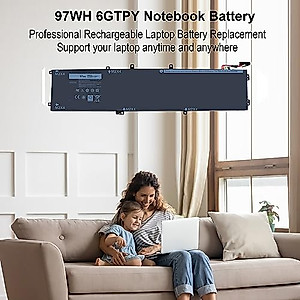 97WH 6GTPY Battery Compatible with Dell XPS 15 7590 9560 9570 9550 15-9560-D1745 15-9560-D1845T 15-9570-D1941T Vostro 7500 Precision 5520 5530 5540 M5510 Workstation Series P56F002 P56F001 P56F 11.4V