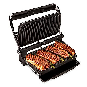 All-Clad AutoSense Stainless Steel Indoor Grill, Panini Press XL Automatic Cooking 1800 Watts Smokeless, Removable Plates, Dishwasher Safe