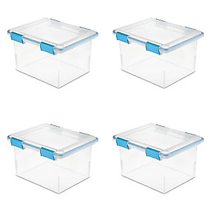 GROWTOCHOICE 32 Quart Gasket Box - Clear Base and Lid, Blue Aquarium (Set of 4) Blue-4.0 / United States