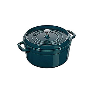 STAUB 1003317 Cast Iron Roaster/Cocotte, Round, 28 cm, 6.7 L, La Mer