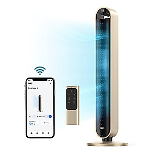 Dreo Tower Fan Smart Voice Control, 25 DB Quiet DC Portable Bladeless Fan, 90° Oscillating, 12H Timer, 42 Inch Floor Fans & Smart Tower Fan Voice Control, 120° Oscillating Fan Works