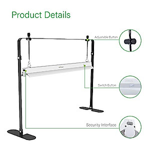 iGrowtek 2ft Grow Light for Seed Starting,LED Grow Lamp for Indoor Plants,Seedling Grow Light with Stand,Seed Starter Light Kit with Natural White Spectrum,Height Adjustable,Iron Frame,ON-Off Switch