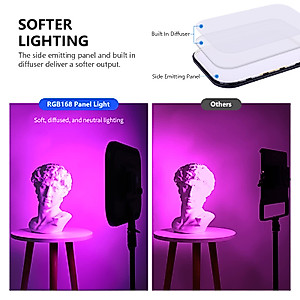 NEEWER 18.3" RGB LED Video Panel Light with App Control, 2 Pack Stand Kit, 360° Full Color/2500K~8500K/CRI97+/17 Scene Effects, 60W RGB168 Studio Lights for YouTube/Game Live Streaming/Photography