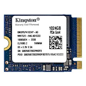 Kingston 1TB M.2 2230 PCIe Gen 4.0x4 NVMe SSD TLC NAND (R/W Speeds up to 4,540/4,230 MB/s) OM3PGP41024P-A0 Compatible with Steam Deck Surface Ally Mini PCs
