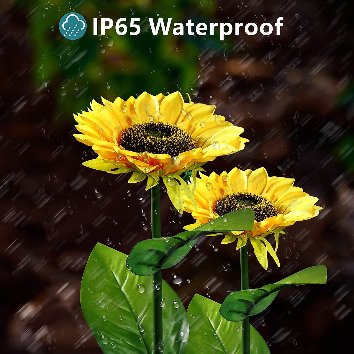 GRUTTI 2-Pack 20 LED Outdoor Solar Sunflower Lights, IP65 Waterproof Decorative Lights Solar Powered Garden Lights for Garden Patio Porc Backyard Pathway