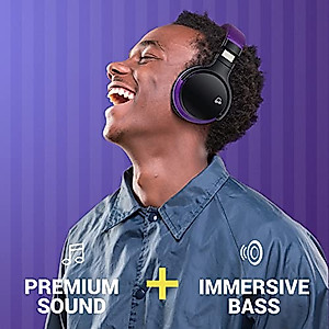 MOVSSOU E7 Active Noise Cancelling Headphones Bluetooth Headphones Wireless Headphones Over Ear with Microphone Deep Bass, Comfortable Protein Earpads, 30 Hours Playtime for Travel/Work, Medium Purple