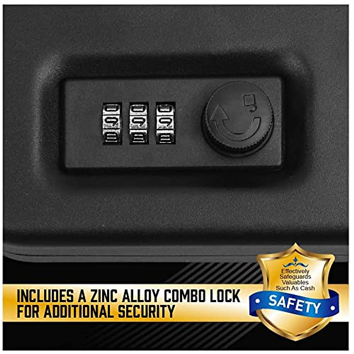 HORUSDY Lock box for Guns and Valuables,Portable Security Case Lock Box Safe with Combination Lock
