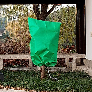Homimp Frost Protection for Plants,4 Pack of Drawstring Plant Covers (31.5" x 47.3" Inch) Warm Plant Protection Cover Bags for Winter Frost Cold Weather Shrubs & Trees Jacket Covers (Green)