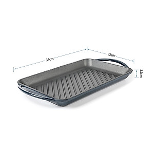 Enameled Cast Iron Rectangular Grill Pan with Double Loop Handles, Rectangular Griddle, Dutch Oven Baking Pan with Handles, Yellow