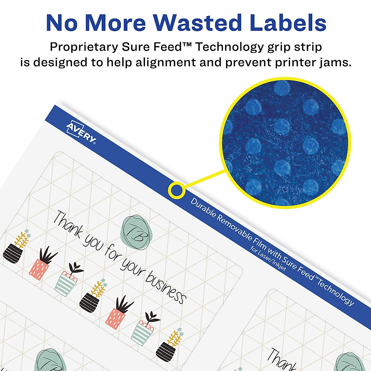 Avery Durable Removable Rectangle Labels with Sure Feed Technology, 2" x 3.5", Matte White Film, Water-Resistant, Print-to-The-Edge, Laser/Pigment-Based Inkjet Printable, 120 Removable Labels Total