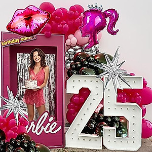 Hot Pink Black Pink Silver Balloon Arch Kit Princess doll Balloon Garland For Black Princess Party Decorations Bachelorette Birthday Adult Supplies Mean Girl Baby Shower Backdrop Prop Decor