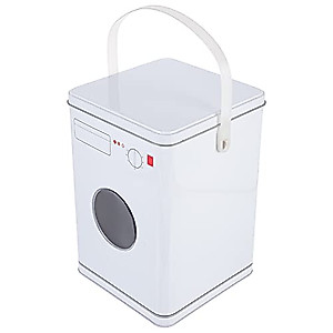 NUOBESTY Metal Storage Box Container Iron Storage Trunks Storage Chests with Lid Laundry Powder Storage Tin Box Holder White (Washing Machine Shape)