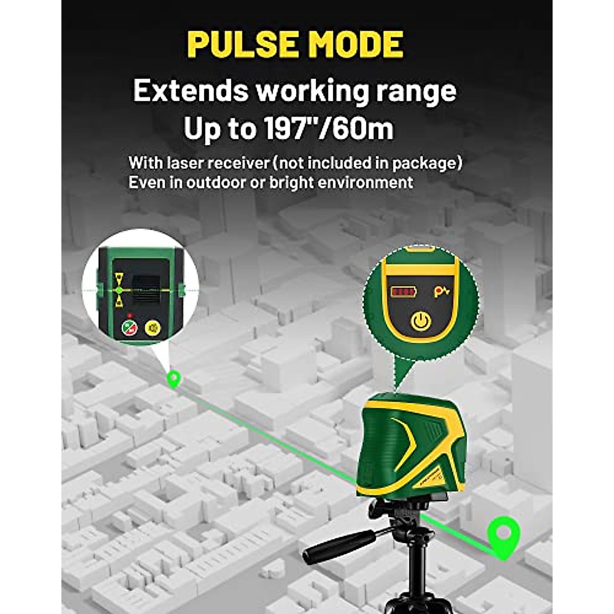 APEXFORGE X3 131ft Green Laser Level, Cross Line Laser with 2 Plumb Dots, 4500mAh Rechargeable Battery with Type-C Charging Port, Self-Leveling & Manual & Pulse Mode
