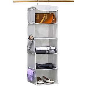 Simple Houseware 5 Shelves Hanging Closet Organizer, Gray