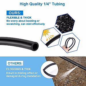 YuYo Misting Cooling System, 49FT Misting Line +16 Brass Mist Nozzles + 3/4" Brass Adapter Outdoor Mister for Patio Greenhouse Garden Gazebo Poolside Umbrella Trampoline