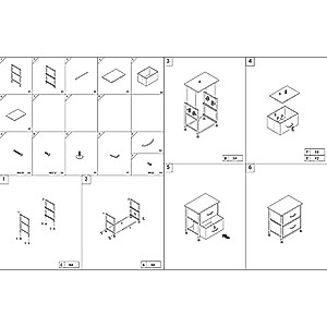 AZL1 Life Concept Storage Dresser End/Side Table Night Stand Furniture Unit - Small Standing Organizer for Bedroom, Office, Living Room, and Closet - 2 Drawer Removable Fabric Bins - Dark Grey