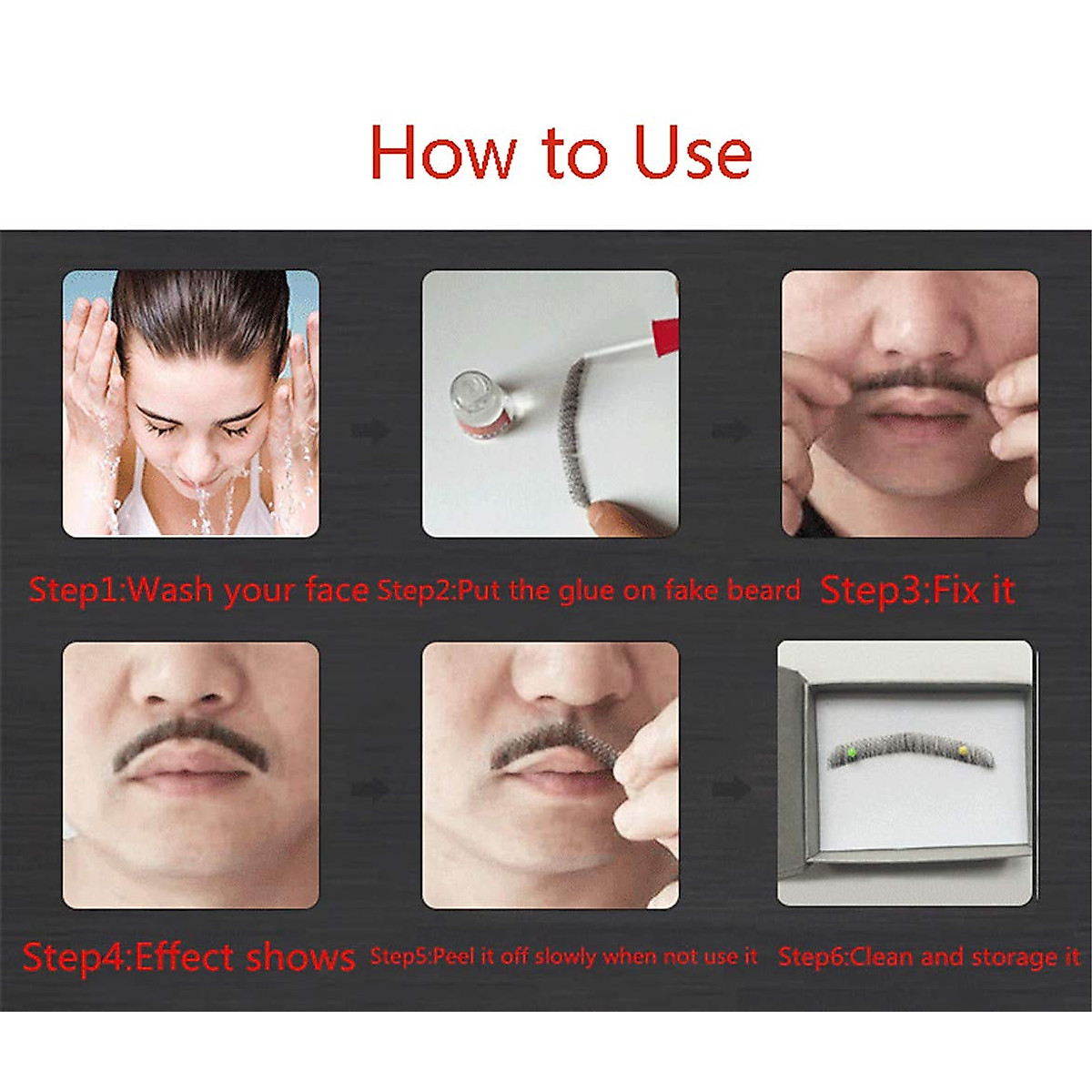 Aimeely Mens Simulation Fake beard Human Hair Mustache Makeup Cosplay Props (2#)