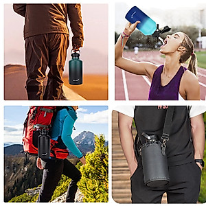 Water Bottle Insulated 64 oz- Straw lid and Auto Spout lid, Leak Proof, Vacuum Insulated, Large Metal Stainless Steel Water Jug Half Gallon Wide Mouth for Sports, Gym, Keep Cold 24H Hot 12H