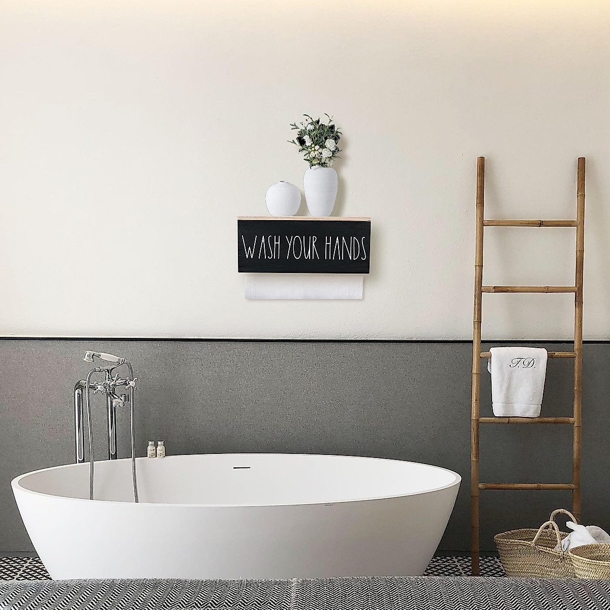 Paper Towel Dispenser, Farmhouse Paper Towel Holder with Lid for Bathroom Kichen Home Commercial, Wall Mount or Countertop for Multifold, C Fold, Z fold, Trifold Hand Towels (Black)