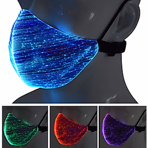 AMIMA Light up Led face mask Rechargeable Glowing Luminous 7 Color Change Dust Mask for Christmas Party Festival Masquerade Costumes Led Rave mask Black…