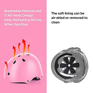 DaCool Kids Bike Helmet Skateboard Knee Pads - Toddler Helmet Adjustable for 3~10yrs Girls Boys Child Kids Protective Gear Set for Sport Cycling Bike Roller Skating Scooter, Pink