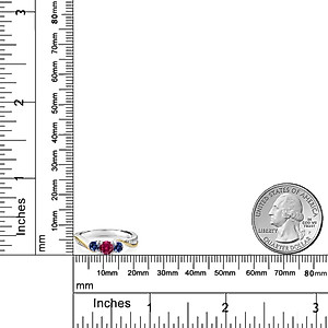 925 Silver and 10K Yellow Gold Red Created Ruby Blue Created Sapphire and White Lab Grown Diamond 3 Stone Engagement Ring For Women (0.56 Cttw, July Birthstone, Available In Size 5, 6, 7, 8, 9)