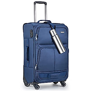 Hanke 24 Inch Softside Expandable Luggage Checked luggage Large Suitcase with Lock Travel Luggage Suitcases with Wheels Upright Rolling Luggage for Women Men Weekender