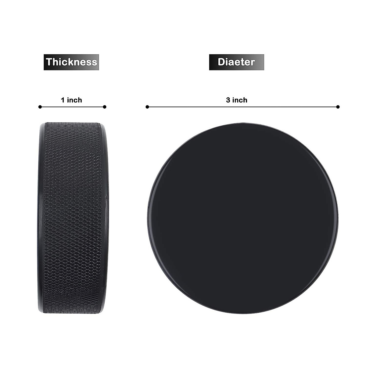 Golden Sport Ice Hockey Pucks, Official Regulation, for Practicing and Classic Training, Diameter 3", Thickness 1", 6oz, Black (18 PCS)