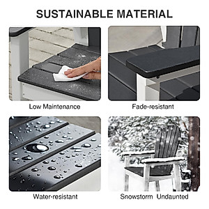 OTSUN Tall Adirondack Chairs, Outdoor Balcony Chair, Patio Bar Stool Chair with Widened Arms, High Back, Footrest, 400lbs, All-Weather Bar Height Chair for Garden, Yard, Backyard