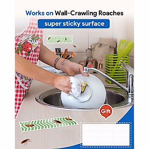 Large Roach Insect Traps 30 Pack, Trap & Kill Indoor Crawling Crickets, Scorpions, Cockroaches, Bugs, Spiders, Centipedes, Mice Glue Boards, On-Wall Insect Catcher, Pre-Baited Fruity Scent