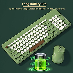 Wireless Keyboard and Mouse Combo, Superbcco 2.4GHz USB Cordless Computer Keyboard with Numeric Keypad, Quiet Click, Round Keys, Slim for Desktop/PC/Laptop/Surface/Windows OS (Chocolate Green)