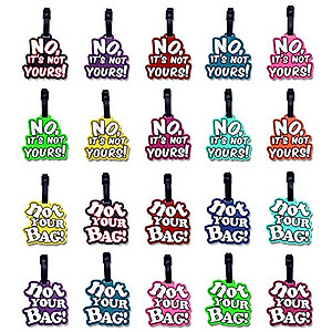 Finex 4 Pcs Set It's NOT Your Bag Random Humor Silicone Travel Luggage Baggage Identification Labels ID Tag for Bag Suitcase Plane Cruise Ships with Belt Strap