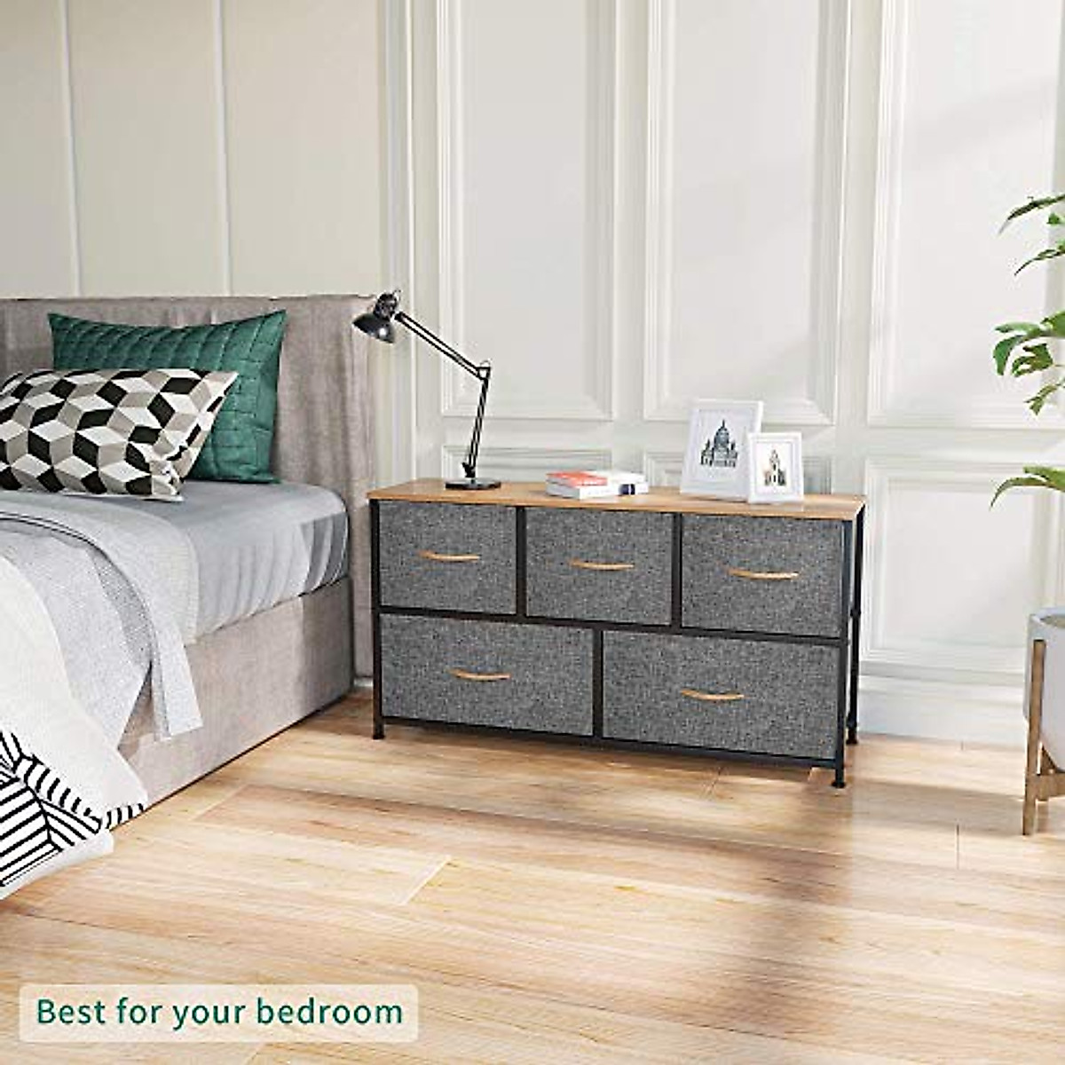 YITAHOME Dresser with 5 Drawers - Fabric Storage Tower & Storage Tower with 4 Drawers - Fabric Dresser, Organizer Unit for Bedroom, Living Room, Closets & Nursery (Cool Gray)