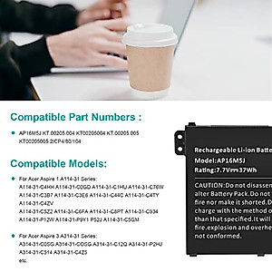 Fancy Buying AP16M5J Laptop Battery for Acer Aspire 1 A114-31 A114-32 Aspire 3 A314-31 A314-32 A314-41 A315-21 A315-21G A315-22 A315-31 A315-32 A315-33 A315-41 A315-51 A315-53 A315-53G 2ICP4/80/104