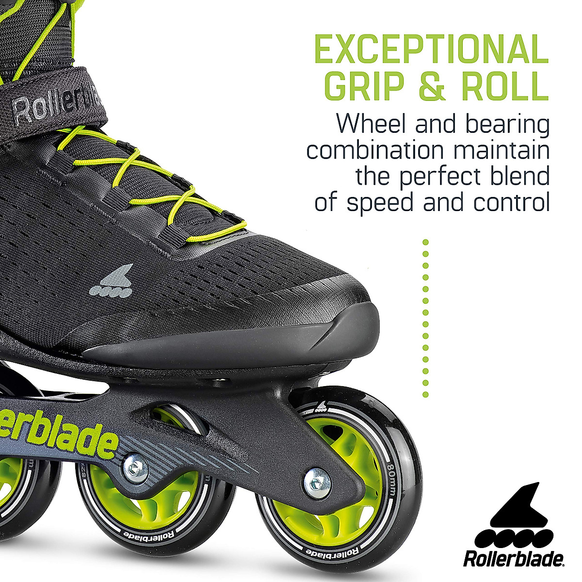 Rollerblade Zetrablade Elite Men's Adult Fitness Inline Skate, Black and Lime, Performance Inline Skates