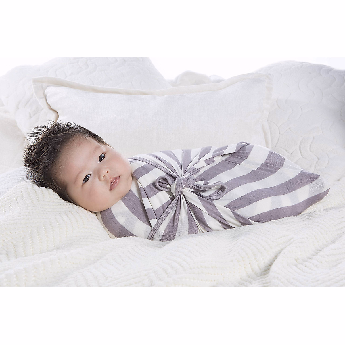 KicKee Pants Baby Essentials Swaddling Blanket Girls, Lotus Stripe, One Size