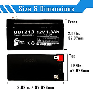 Replacement for Mercedes-Benz N000000004039 Battery - Replacement UB1213 Universal Sealed Lead Acid Battery (12V, 1.3Ah, 1300mAh, F1 Terminal, AGM, SLA) - Includes TWO F1 to F2 Terminal Adapters