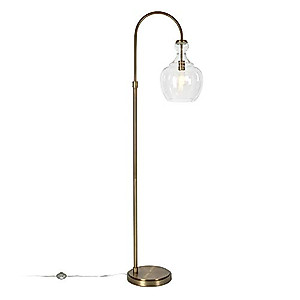 Henn&Hart Arc Floor Lamp with Glass Shade in Brass/Seeded, Floor Lamp for Home Office, Bedroom, Living Room