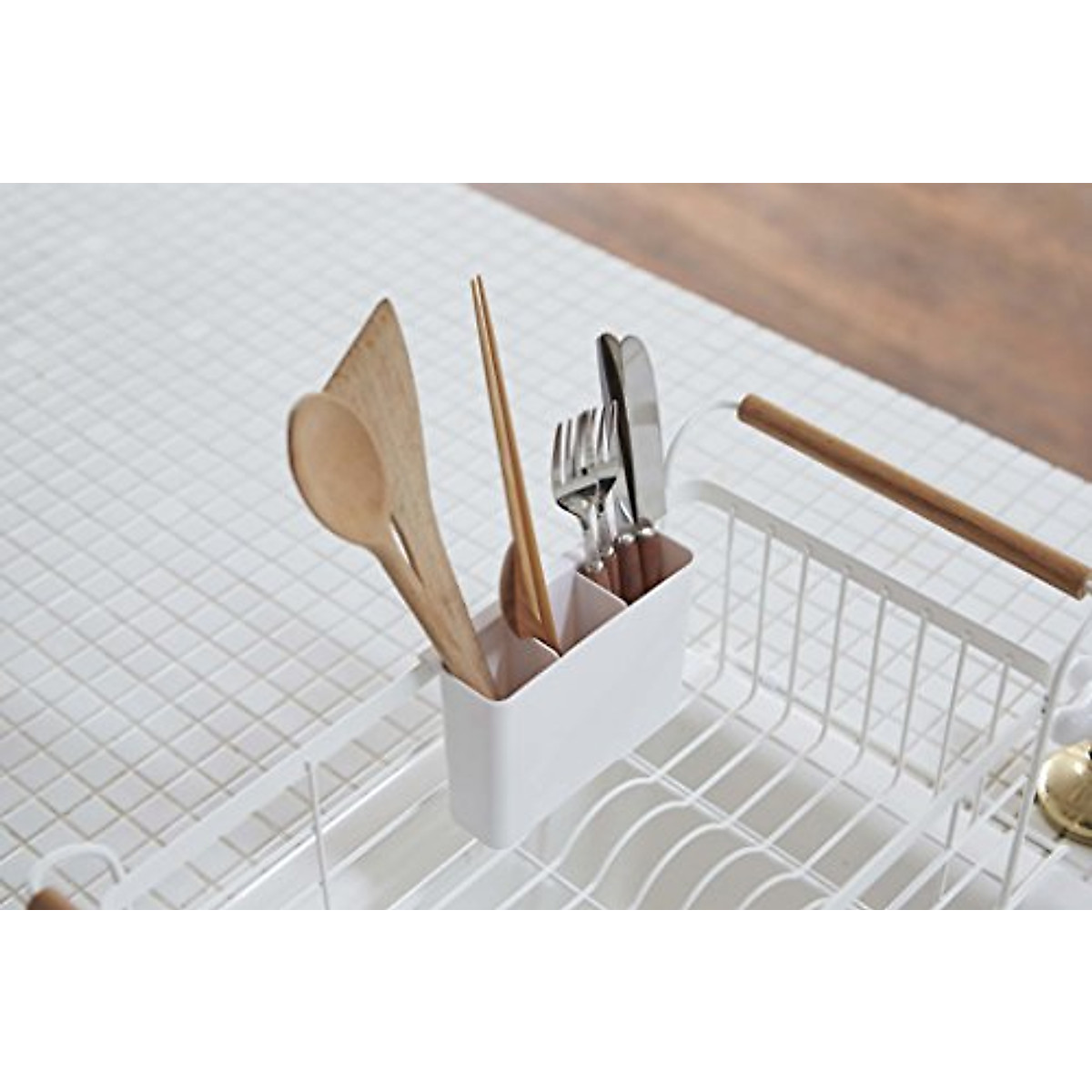 YAMAZAKI home 3108 Sink Dish Drainer Rack-Expandable Kitchen Drying Organizer Holder, One Size, White