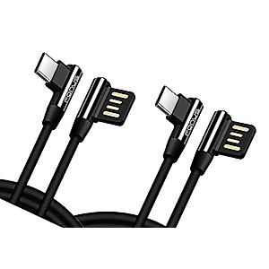 Angle Cord for Gaming 6ft and 10ft Long USB-C Cable Compatible with Amazon Fire 7 Kids (2022 Release),HD 10 (2019 Release) - Fast Charge Type-C Power Wire 90 Degree L-Shaped V8A