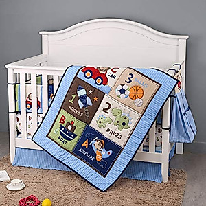 Brandream Boys Fire Truck Pillow & 3Pcs Cars Baby Crib Bedding Set