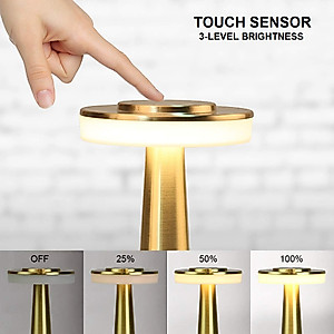 O’Bright Portable LED Table Lamp with Touch Sensor, 3-Levels Brightness, Rechargeable Battery Up to 48 Hours Usage, Night Light for Kids Nursery, Nightstand Lamp, Bedside Lamp (Gold)