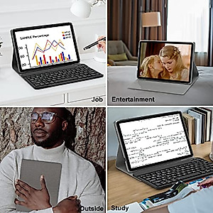 2023 Newest 2 in 1 Tablet, 10 inch Tablet, 128GB Storage, 1TB Expand, 8 Core Android Tablet, Dual Camera 13MP, 2.4G/5G WIFI Tabelt, IPS FHD, with Stylus, Keyboard, Case, BT5.0, 7000mAh Battery, GPS