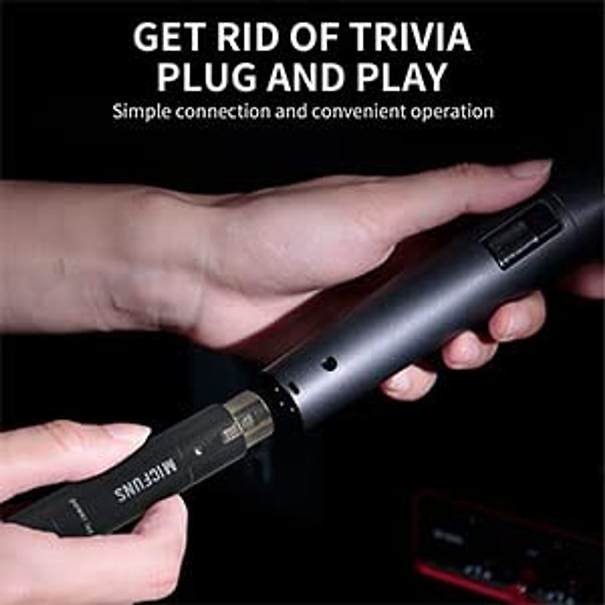Micfuns M1 In-line Microphone Pream, Mic Booster Preamplifier with 28dB Gain for Dynamic and Passive Ribbon Microphones SM58 (Black)