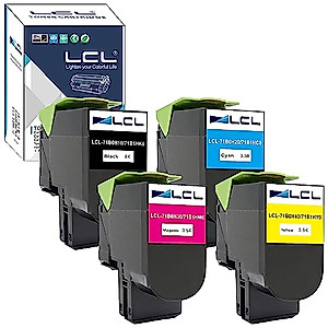 LCL Remanufactured Toner Cartridge Replacement for Lexmark 71B0H10 71B0H20 71B0H30 71B0H40 71B1HK0 71B1HC0 71B1HM0 71B1HY0 CS417 CS417dn CX417 CX417de CS517 CS517de CX517 CX517de (4-Pack KCMY)