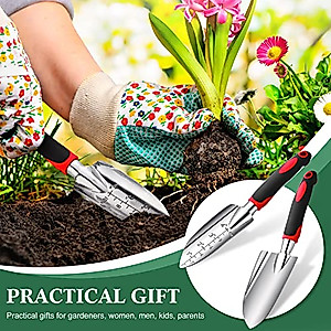 Gardening Shovel Set, Garden Hand Shovel Garden Trowel Transplant Trowel Aluminum Alloy Planting Tools with Rubber Handle for Gardening, Cultivating, Gardening, Planting Supplies (Red)