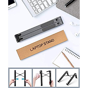DesertWest Portable Laptop Stand, Lightweight Adjustable Laptop Stand for Desk, Ergonomic Computer Stand Foldable, Anti-Slip MacBook Pro Stand Compatible with 10" - 15.6" Laptops