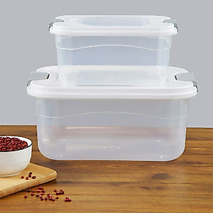 Zuiaso Large Rice Container Set, (Set of 3) Rice Storage Containers, Shelf Storage Ingredient Bin with Lid and Measuring Cup for Kitchen