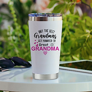 MTSDECO Only The Best Grandmas Get Promoted to Great Grandma Tumblers & Water Glasses 20 oz Insulated Stainless Steel Travel Coffee Mug Tumbler for Hot & Cold Beverages Birthday Christmas Gifts